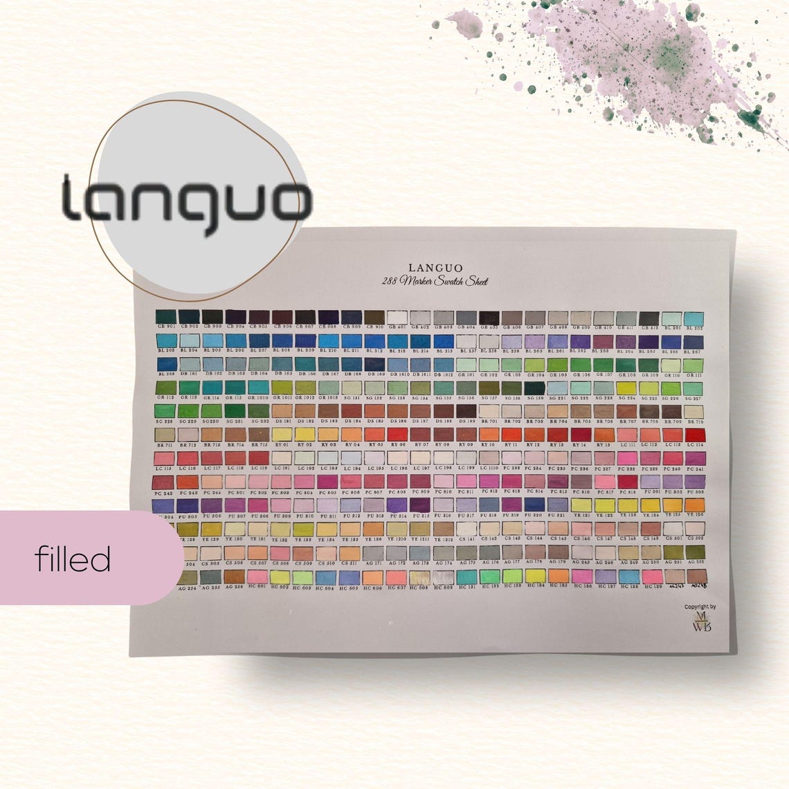 Swatch Sheet for Languo 288 Acrylic Paint Markers | All Colors on One ...