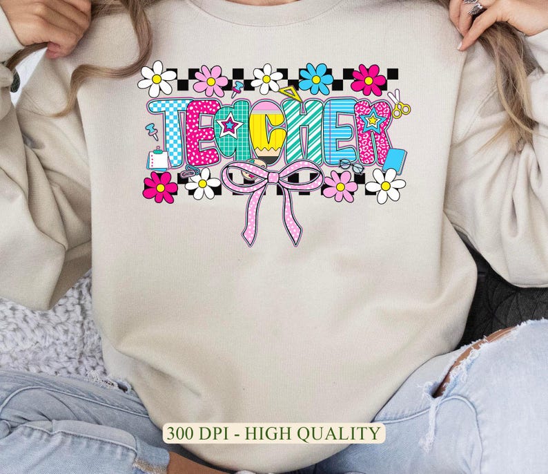 Coquette Teach Png, Teacher Coquette Png, Bows Teach PNG, Teacher Gift ...