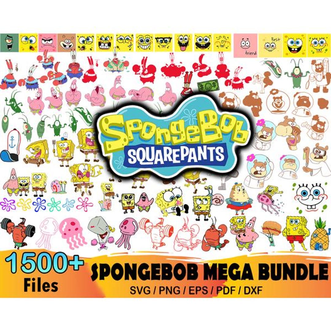 Spongebob Squarepants Bundle Clipart Svg Bundle, Spongebob Svg Cut ...