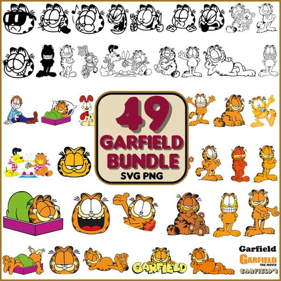 Garfield Bundle Svg, Garfield Cat Bundle Svg, Garfield Svg - Etsy