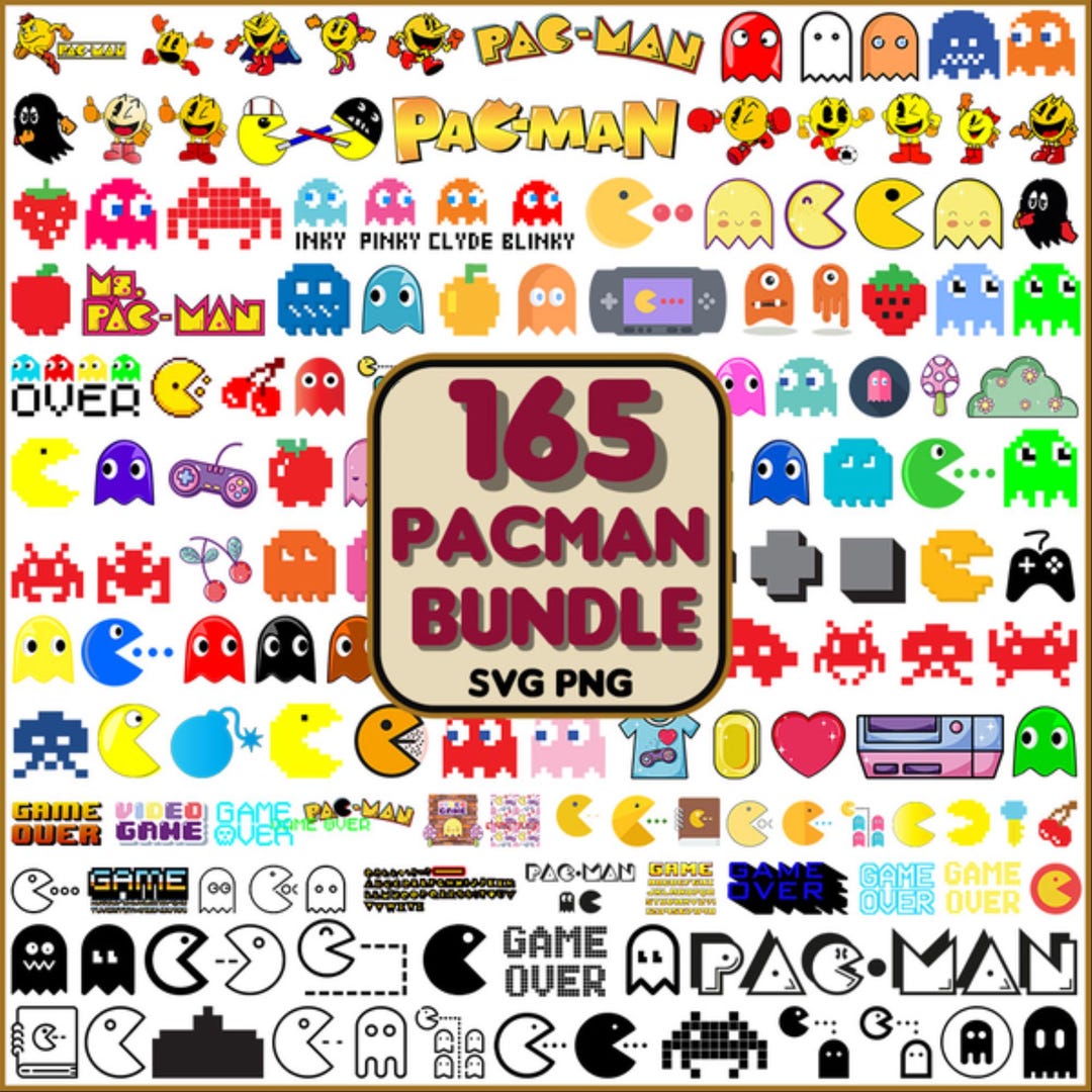 Pacman Game Bundle Svg Files, Retro Game Svg, Game Over Svg, Funny ...