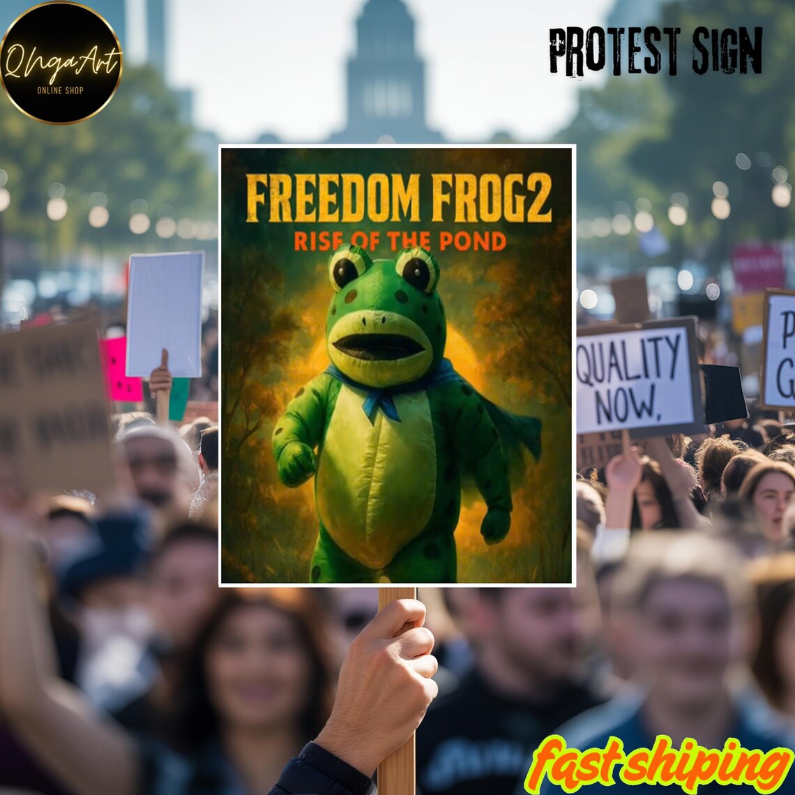 Freedom Fog Protest Sign, Portland Frog Rage Again the Machine, Frog ...