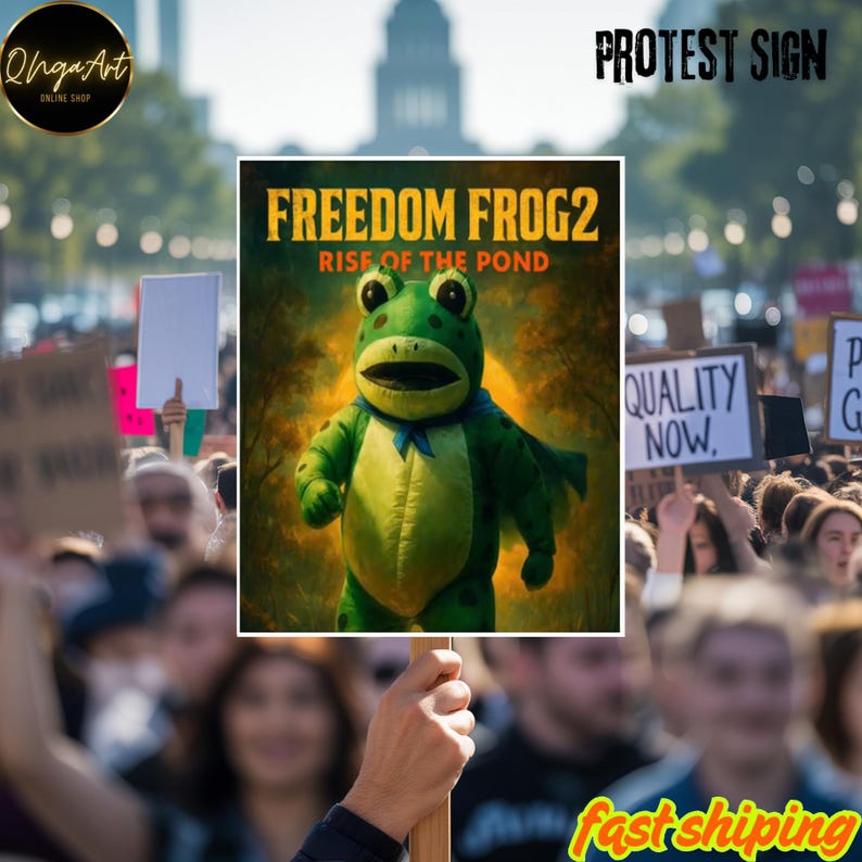 Freedom Fog Protest Sign, Portland Frog Rage Again the Machine, Frog ...