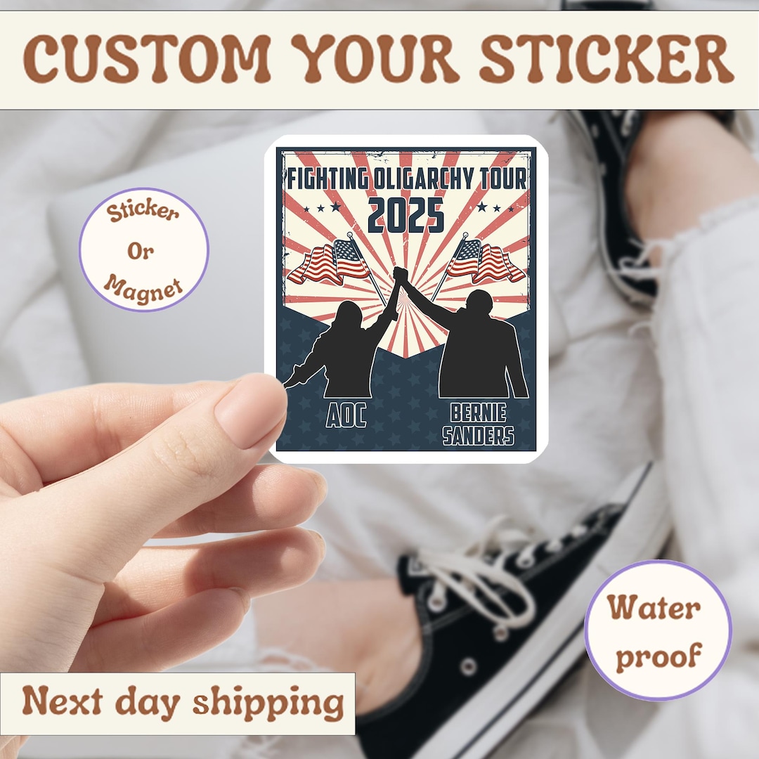 Bernie Sanders AOC Fighting Oligarchy Anti Trump Sticker/car Magnet ...