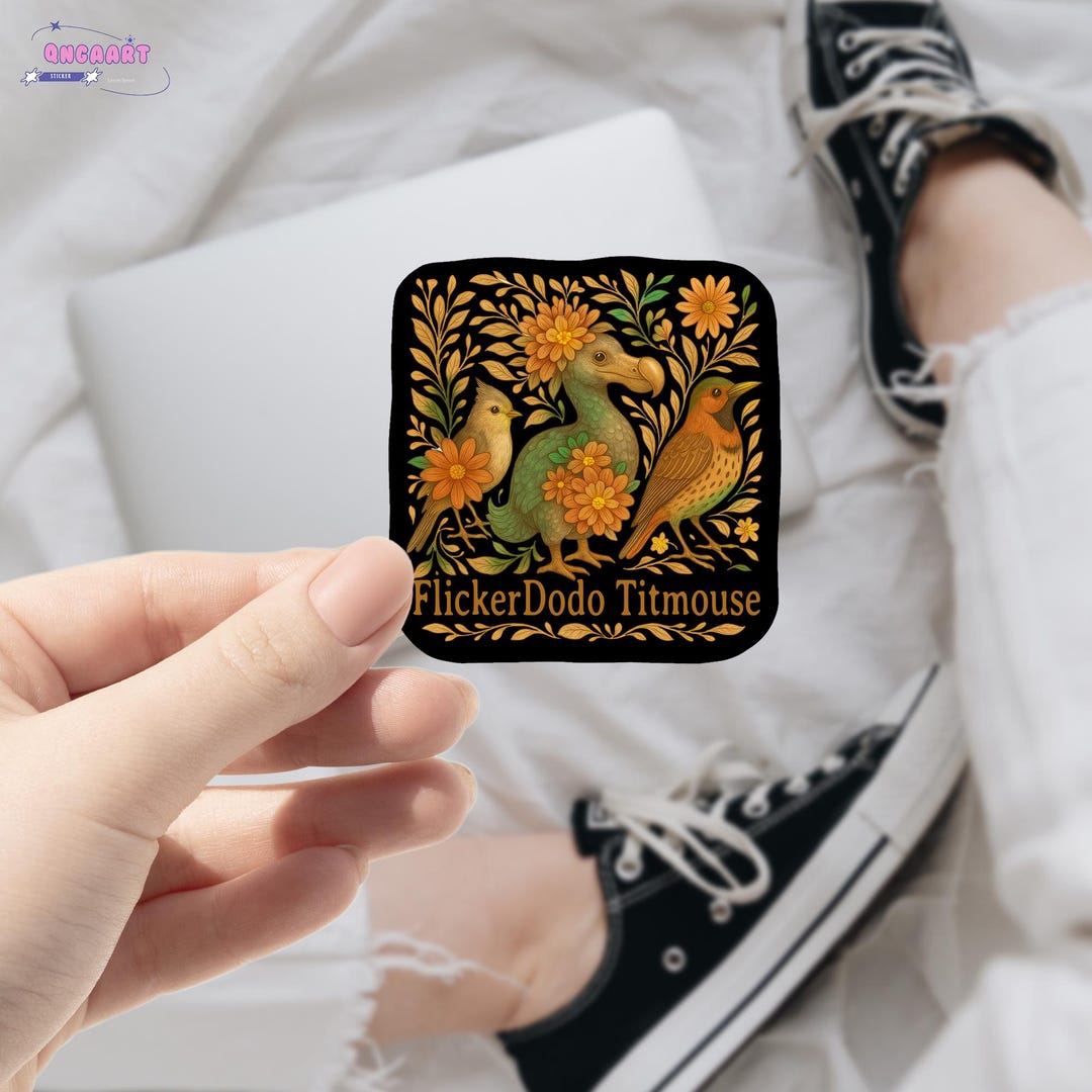 Floral Anti Maga Bird Sticker,flicker Dodo Titmouse Subtle Fck Trump ...