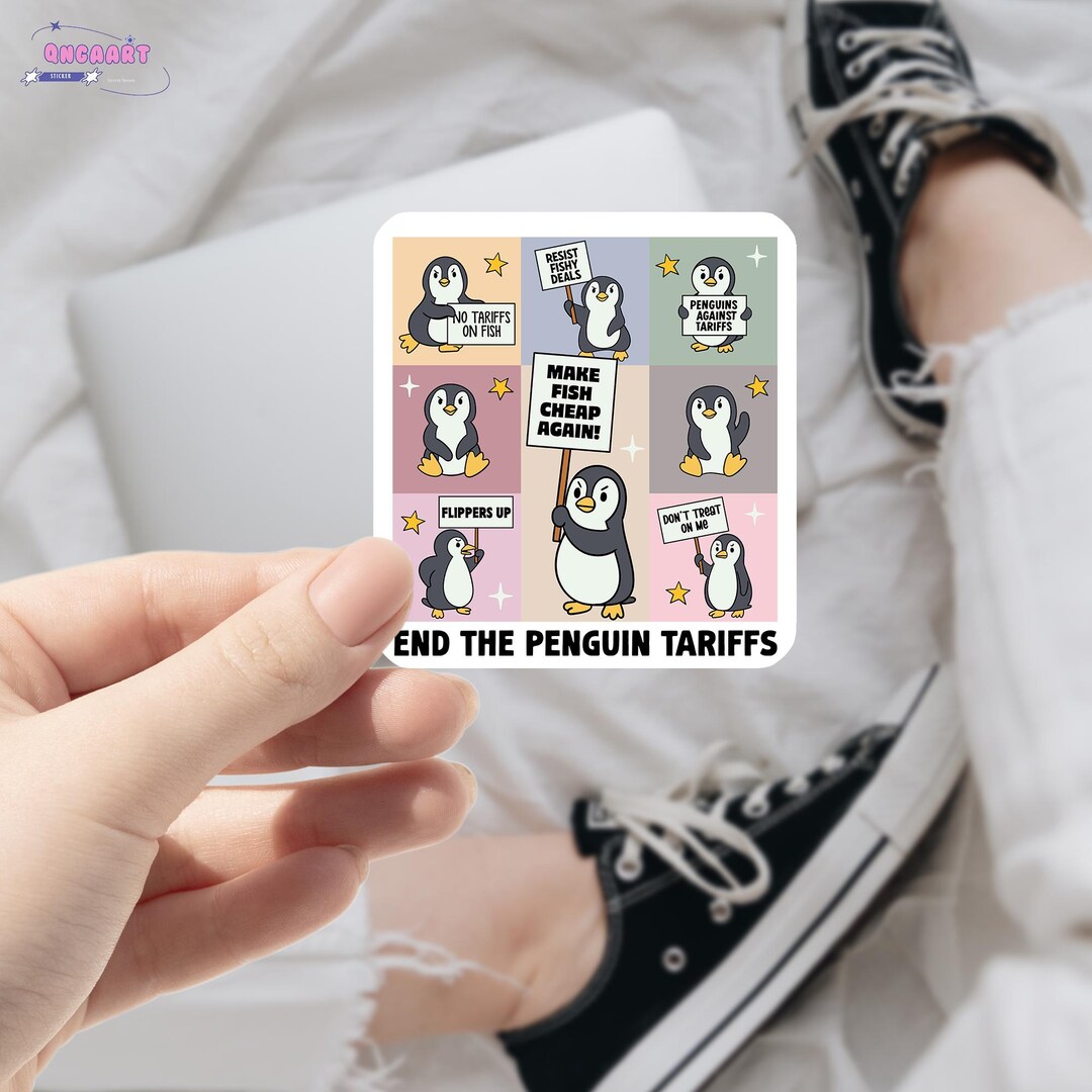 Penguins Against Tariffs No Tariffs on Fish Sticker/car Magnet ...
