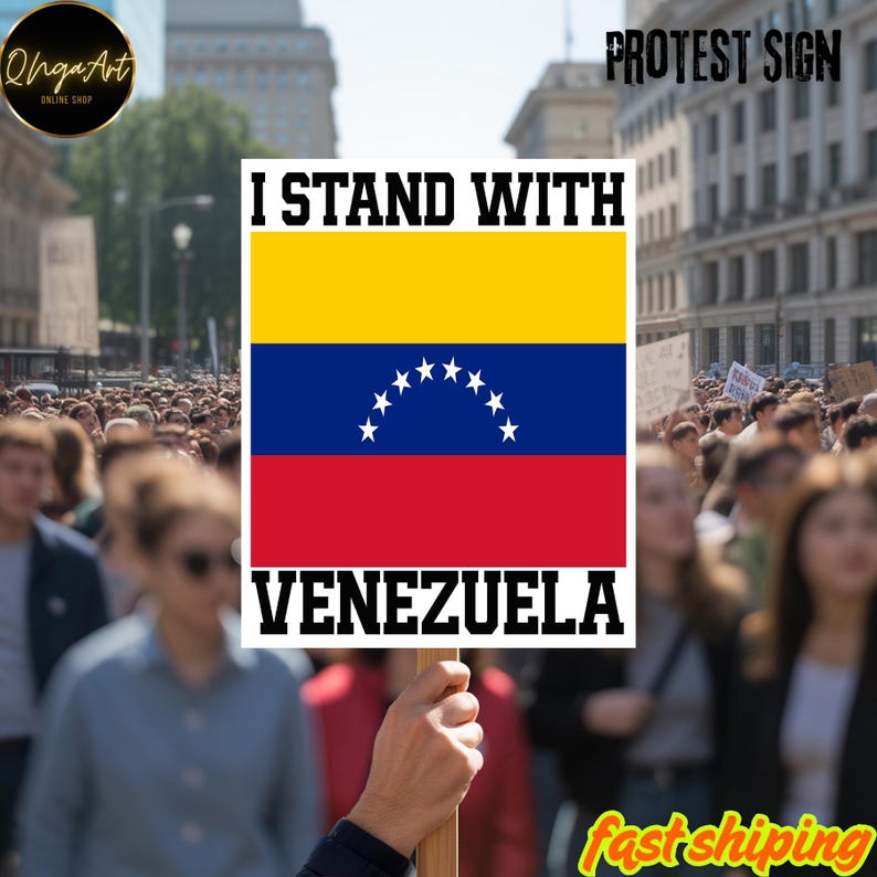 Stand With Venezuela Protest Sign, Hands off Venezuela Rally Sign ...