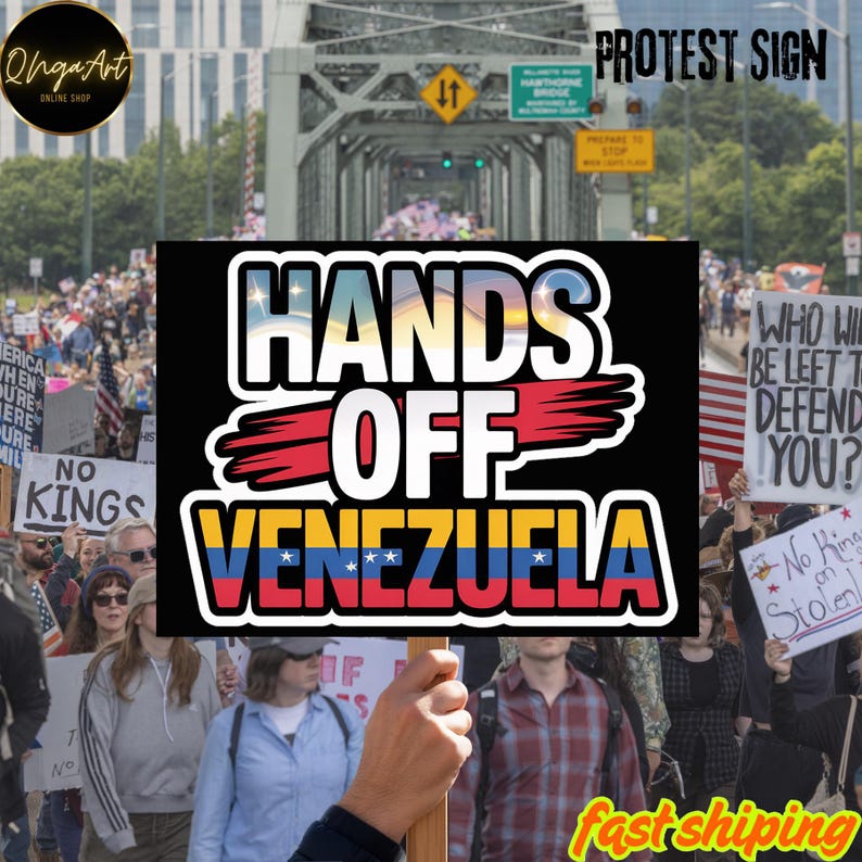 Hands off Venezuela Protest Sign, Minimalist Political Activism Poster ...