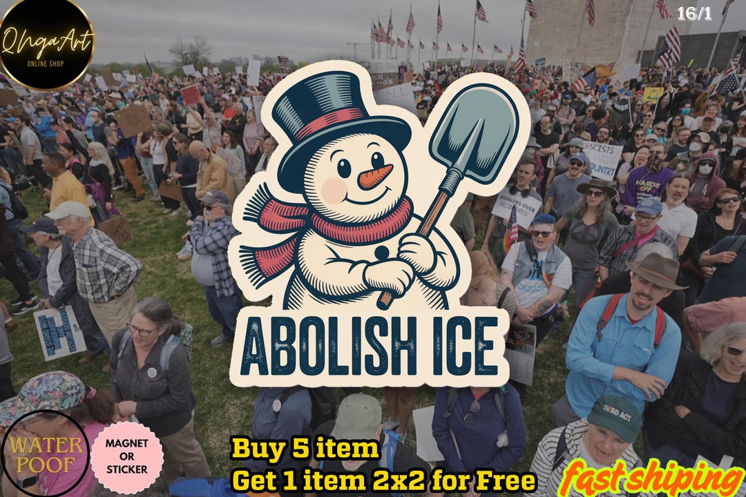 Cute Snowman Anti ICE Sticker/car Magnet, Fall Autumn Cozy Abolish Ice ...