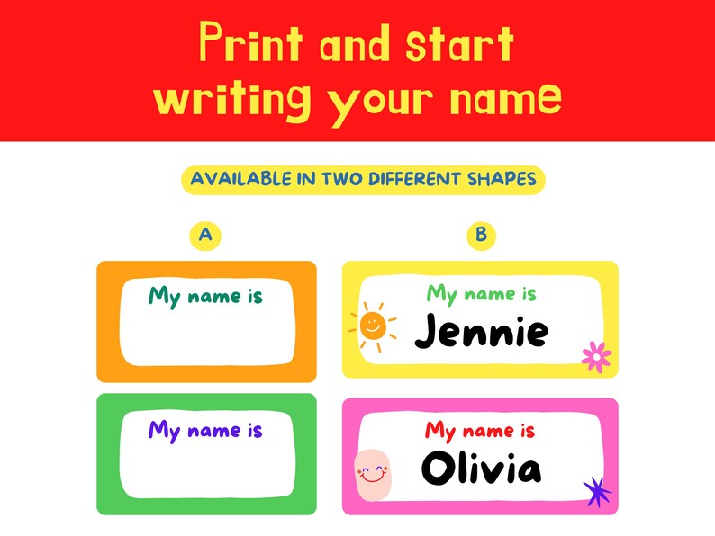 Back to School Rainbow Editable Name Tag Cute Custom Labels for Kids ...