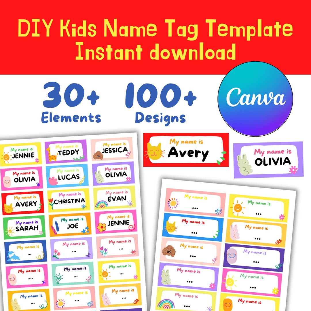 100+ Colorful Theme Preschool Editable Name Tag Colorful Classroom ...