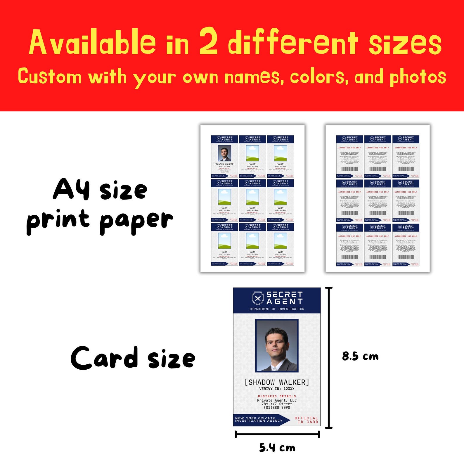 Kids Secret Agent Printable ID Card Pretend Play Detective Badge Top ...