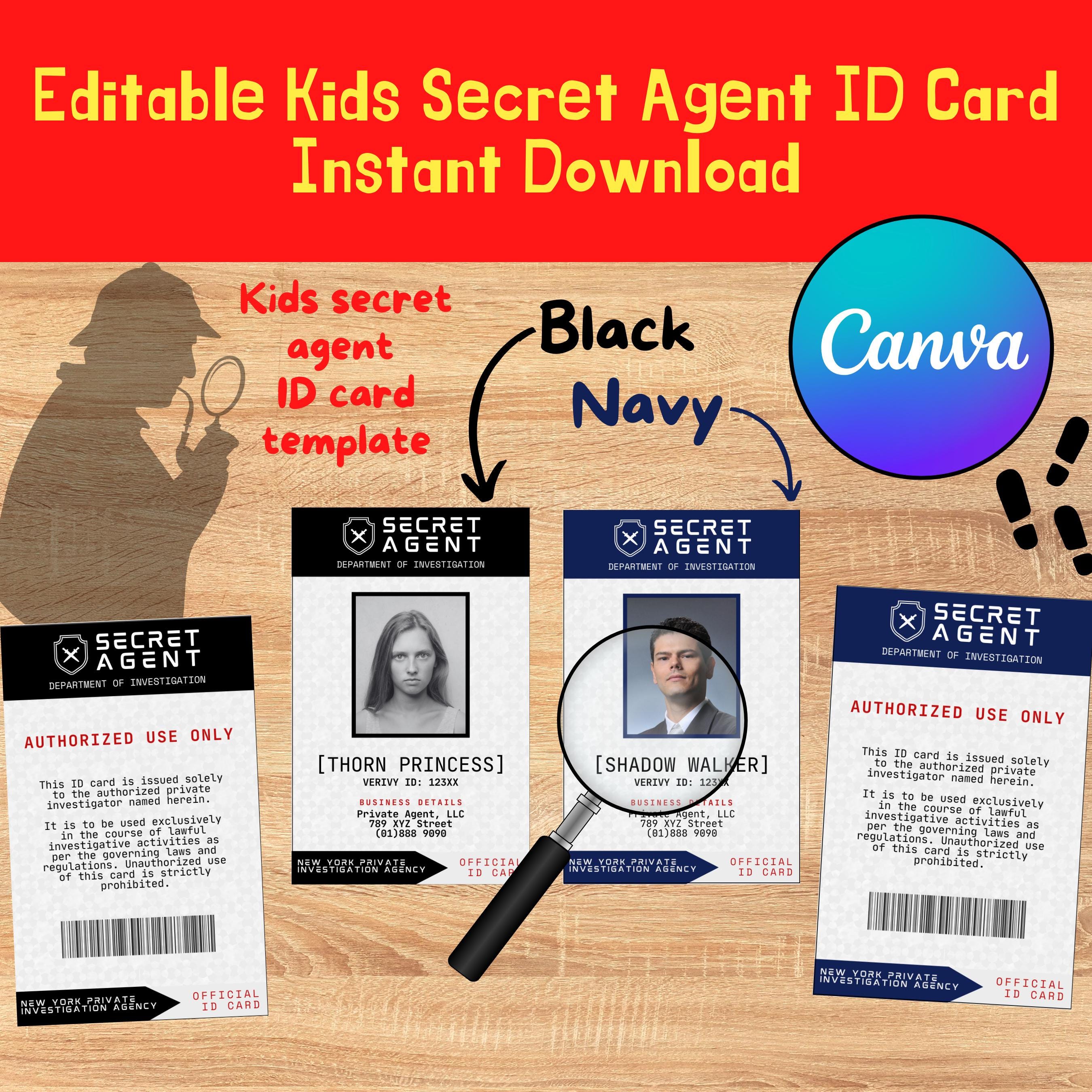 Secret Service Id Template Secret Service Badge Printable Etsy UK