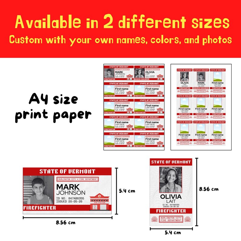 Firefighter Kids Personalised Badge Template Editable Firefighter ...