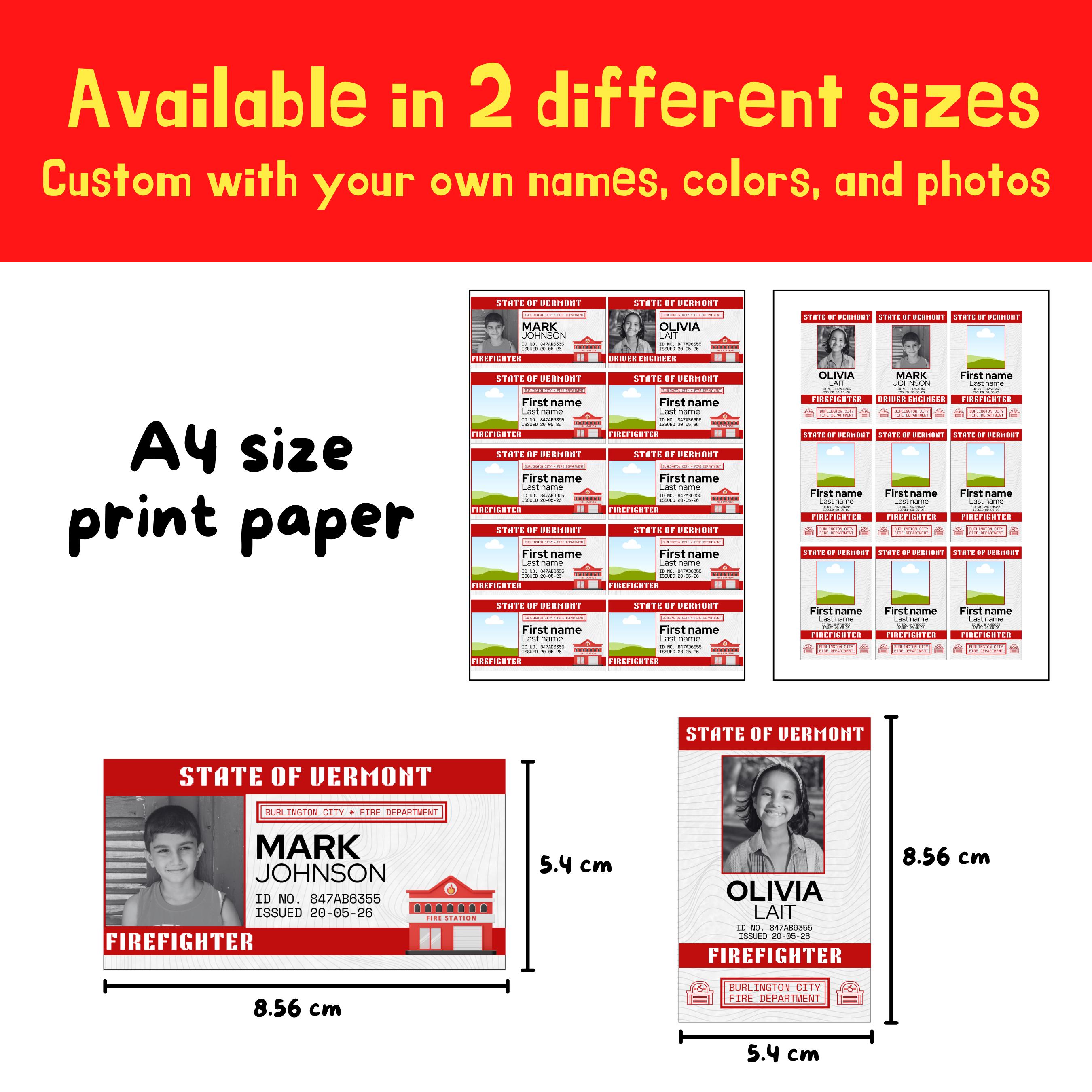 Firefighter Kids Personalised Badge Template Editable Firefighter ...