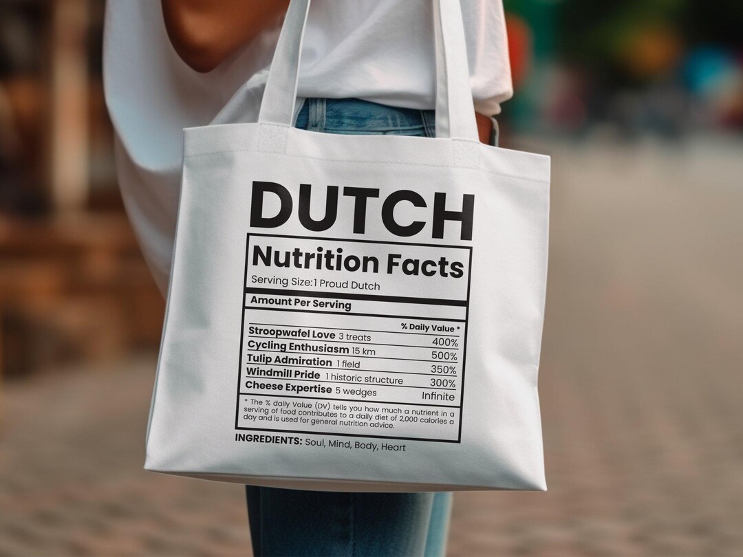 Dutch Nutrition Facts Tote Bag, Funny Dutch Tote Bag, Netherlands Gift ...