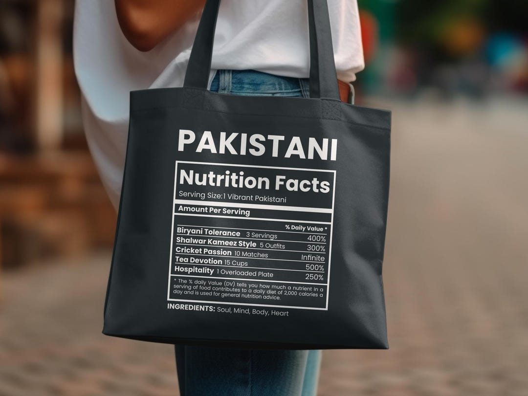 Pakistani Nutrition Facts Tote Bag, Unique Grocery Tote, Funny Shopping ...