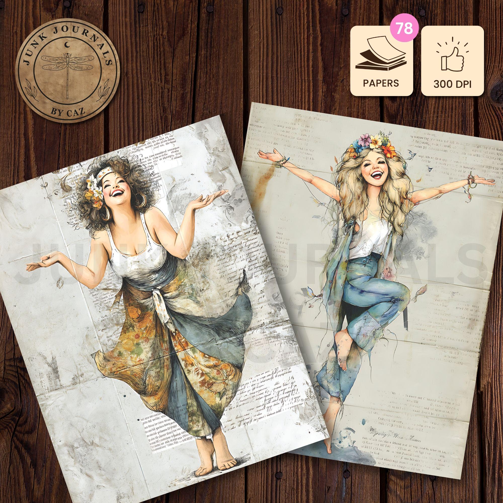 Whimsical Old Lady Junk Journal Paper: Scrapbooking Ephemera (digital ...