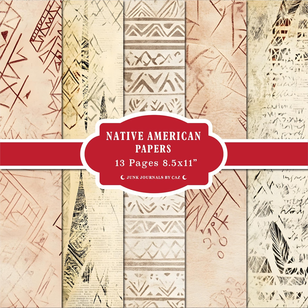 Native American Journal Digital Paper, Printable Ephemera for Junk ...