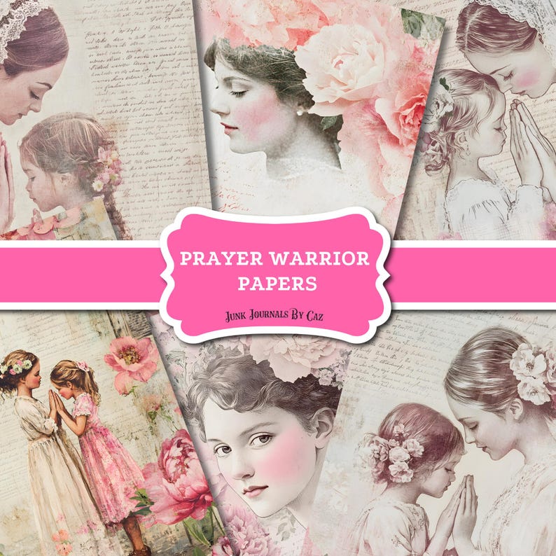 Prayer Junk Journal Digital Paper, Vintage Christian Ephemera ...