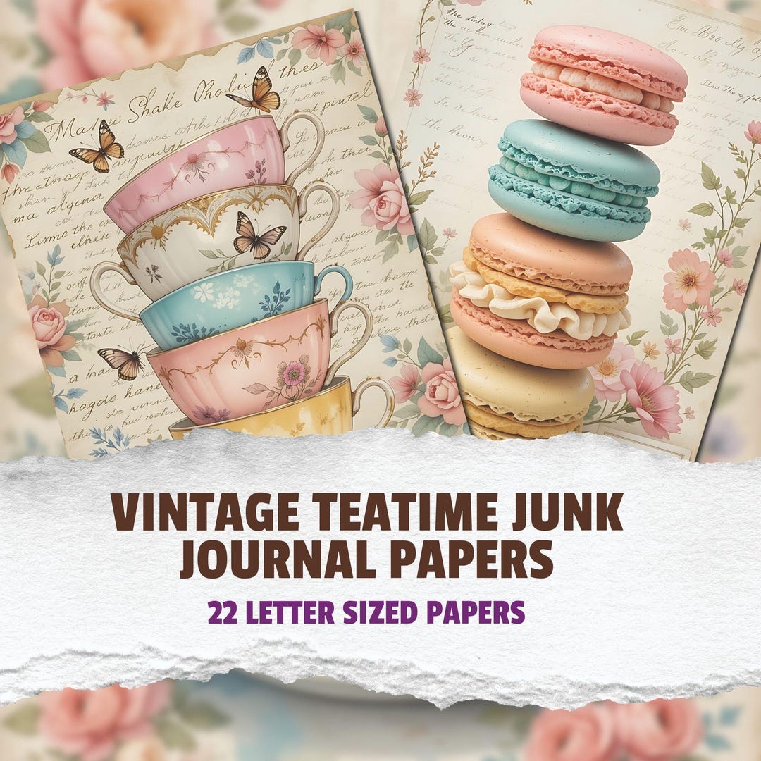 Shabby Chic Teapot Junk Journal Pages: Tea Party Scrapbook (digital ...