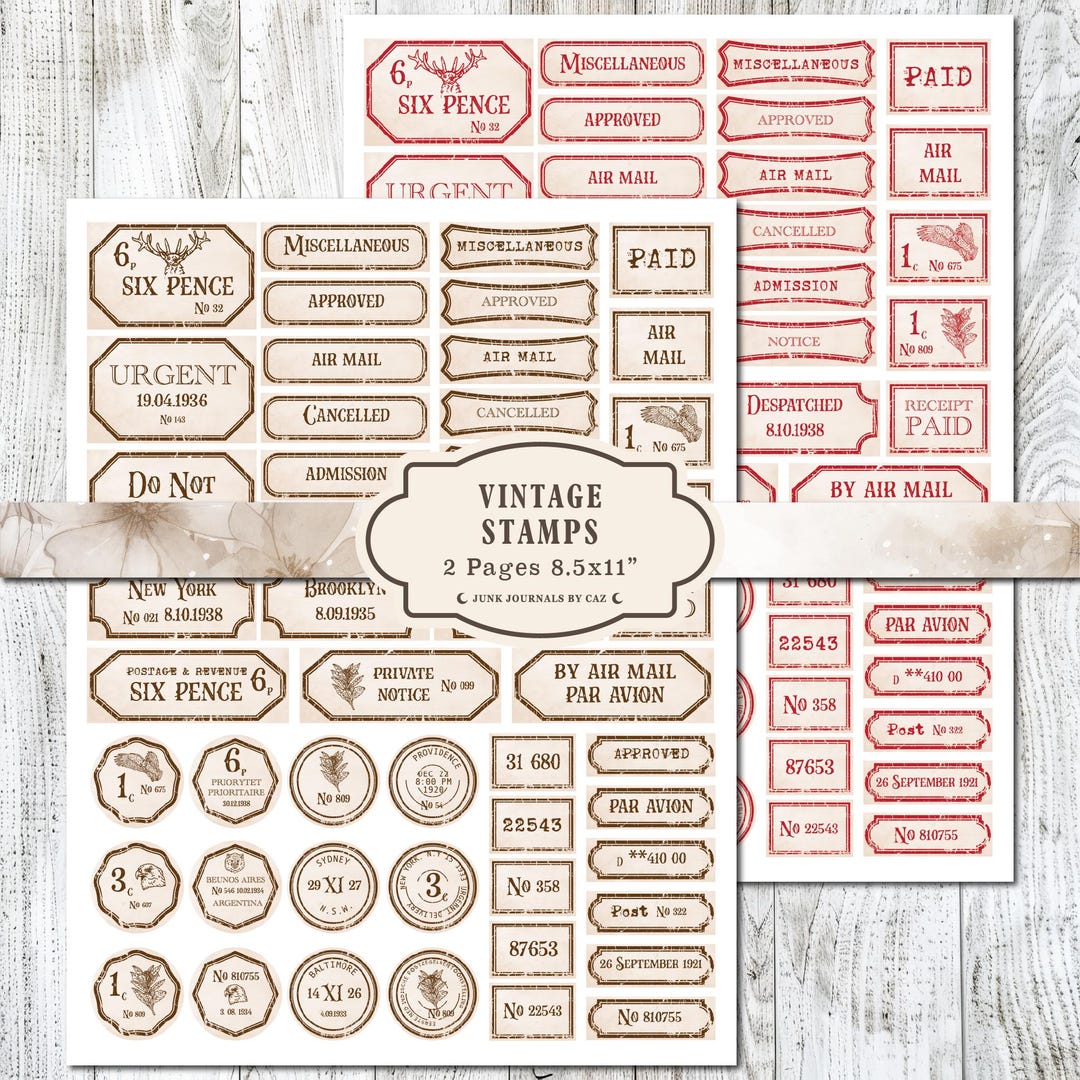 Vintage Stamp Labels for Junk Journal Paper, Unique Craft Supplies ...