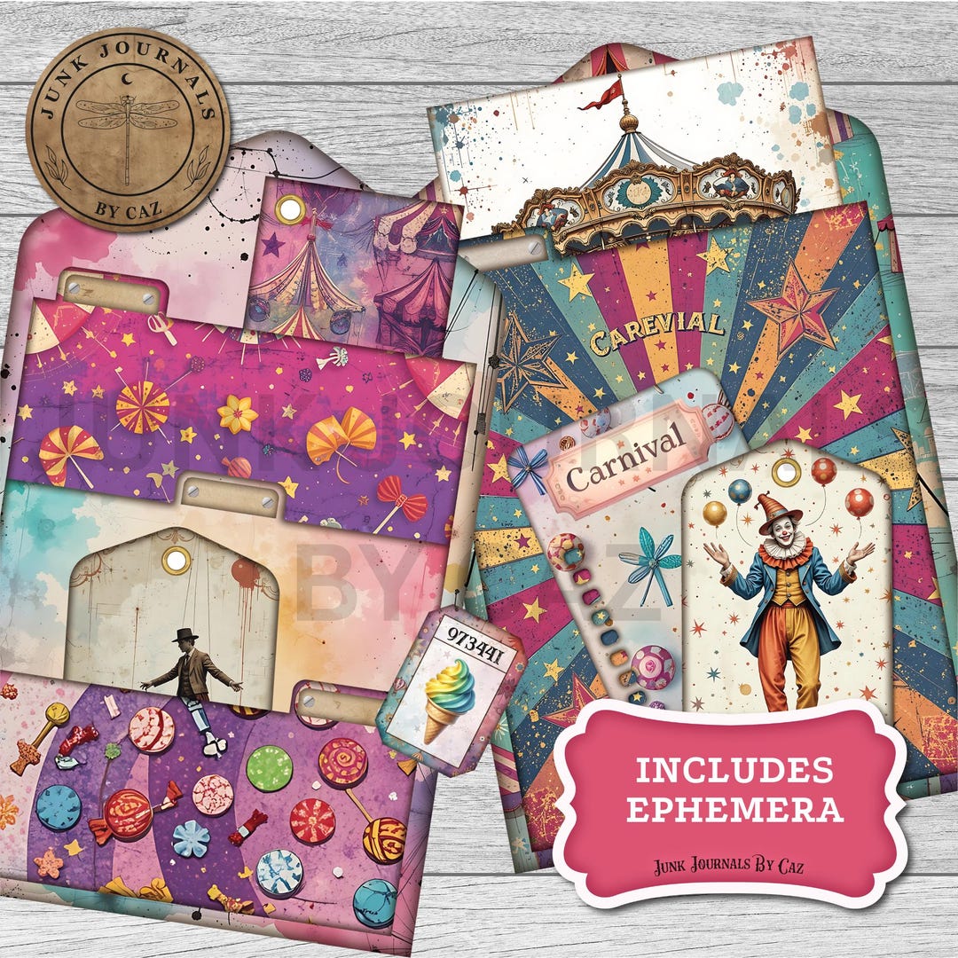 Carnival Junk Journal Kit, Printable Ephemera (digital Download) - Etsy