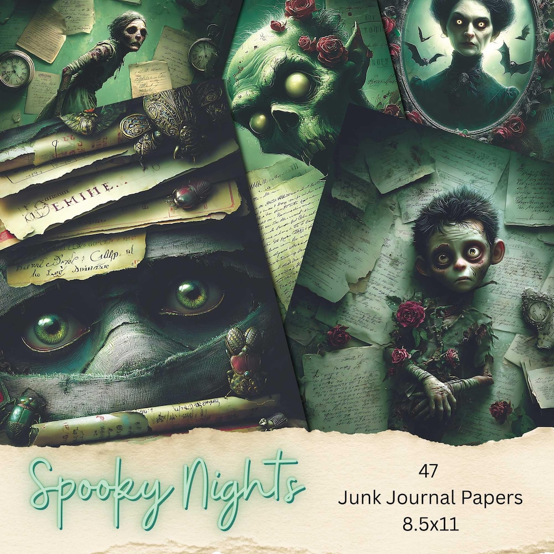 Halloween Spooky Junk Journal Pages, Printable Ephemera, Vintage ...
