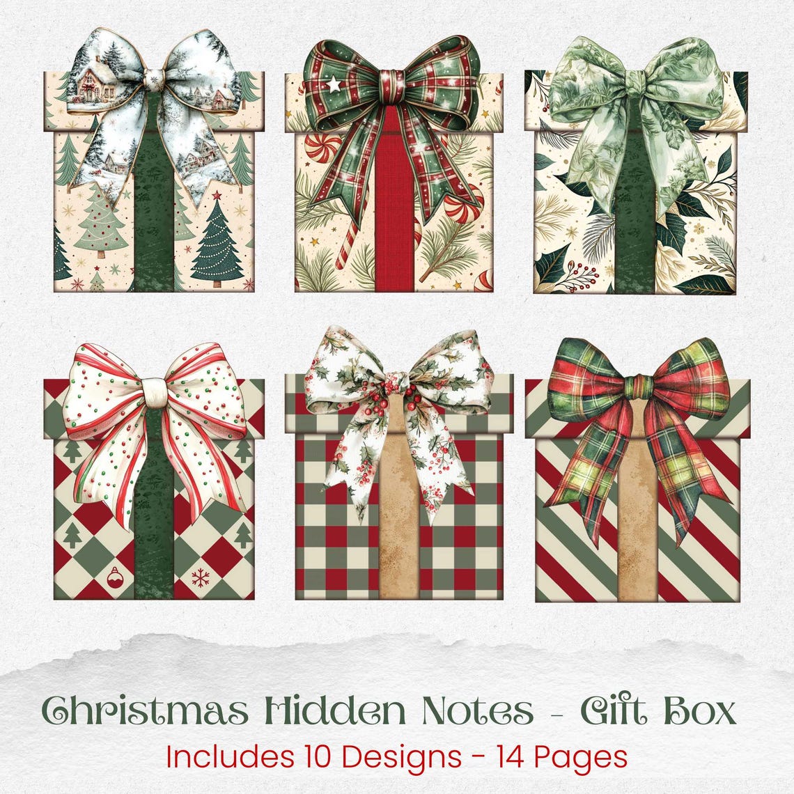 Christmas Gift Box Hidden Notes, Junk Journal Kit, Mini Project, DIY ...