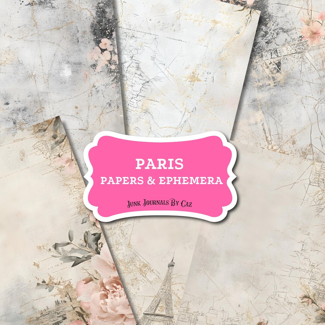 Paris Digital Journal Paper, Printable Ephemera Kit, Vintage Scrapbook ...