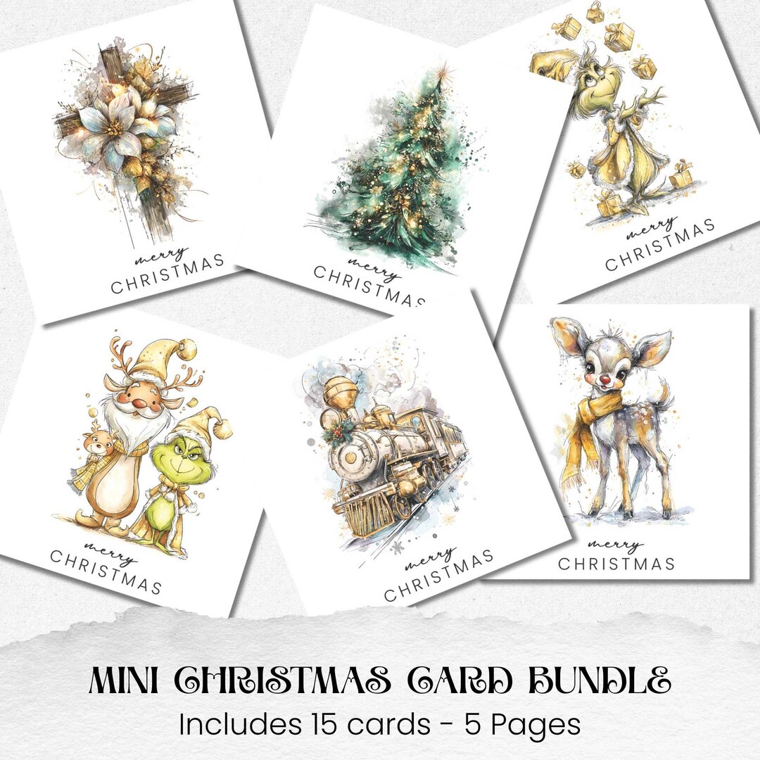 Printable Christmas Cards Bundle PDF, DIY Crafts, Digital Download - Etsy
