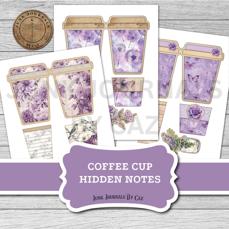 Junk Journal Coffee Cup Tags: Shabby Chic Ephemera (digital Download ...