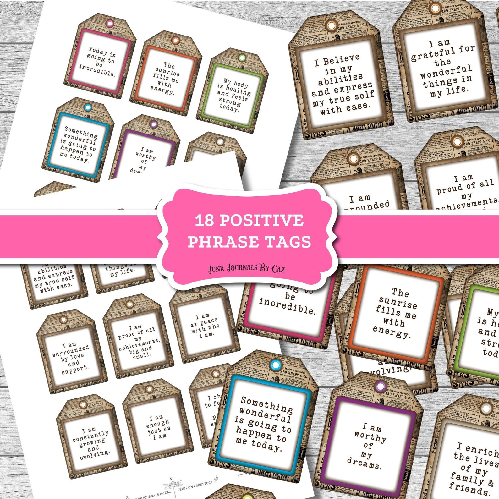 Positive Junk Journal Words, Printable Inspirational Phrases, Digital ...