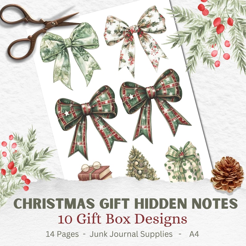 Christmas Gift Box Hidden Notes, Junk Journal Kit, Mini Project, DIY ...