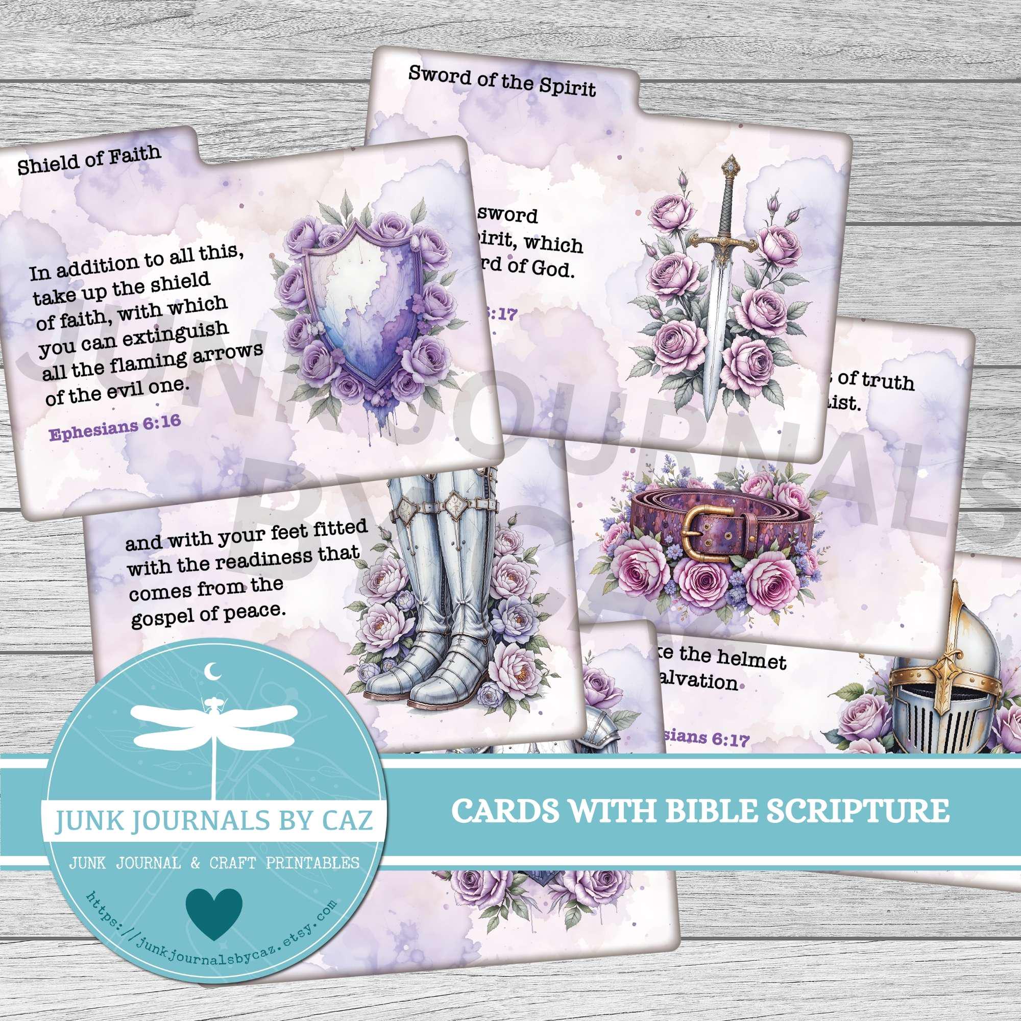 Junk Journal Armor of God Folder and Cards, Scripture Folder, Printable ...