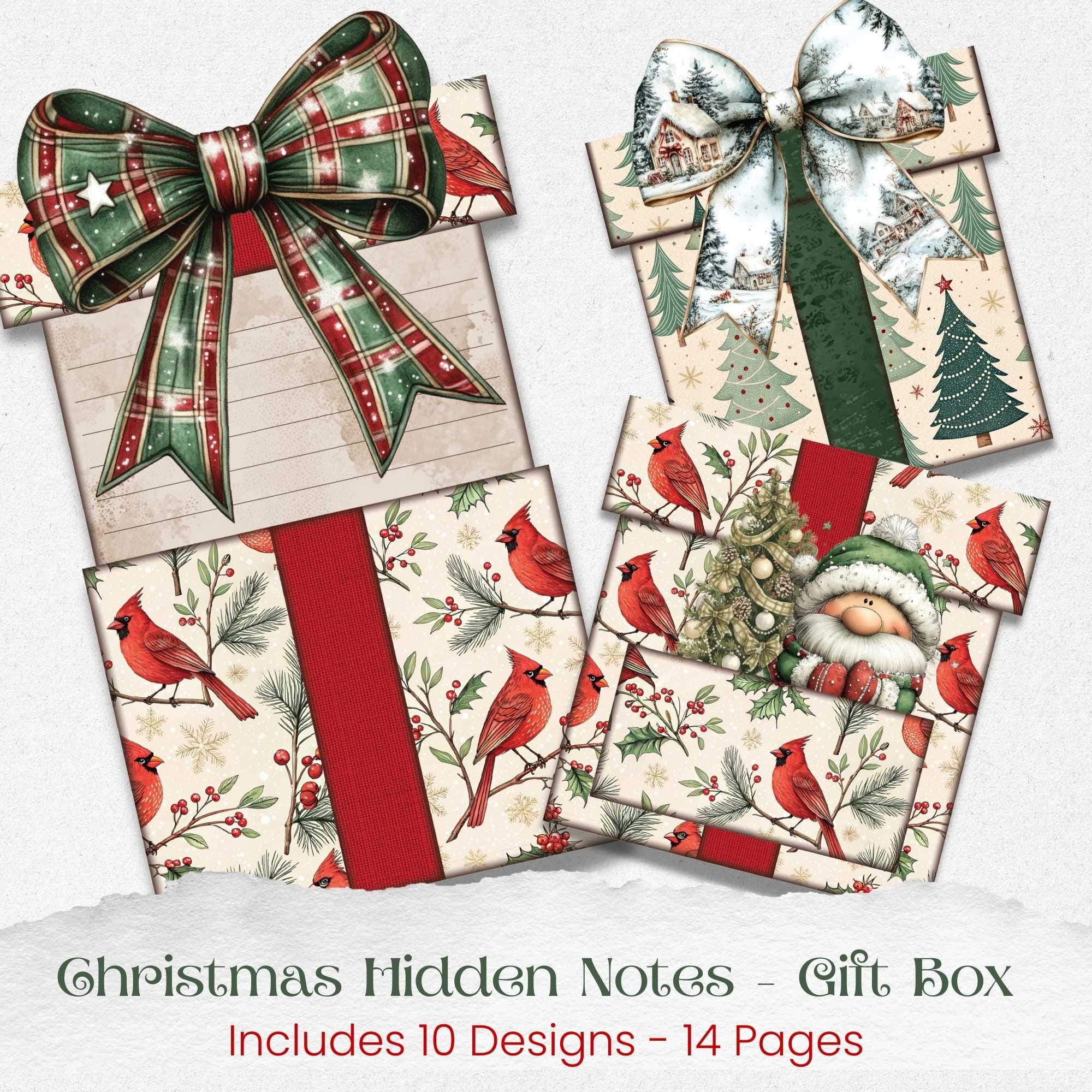 Christmas Gift Box Hidden Notes, Junk Journal Kit, Mini Project, DIY ...