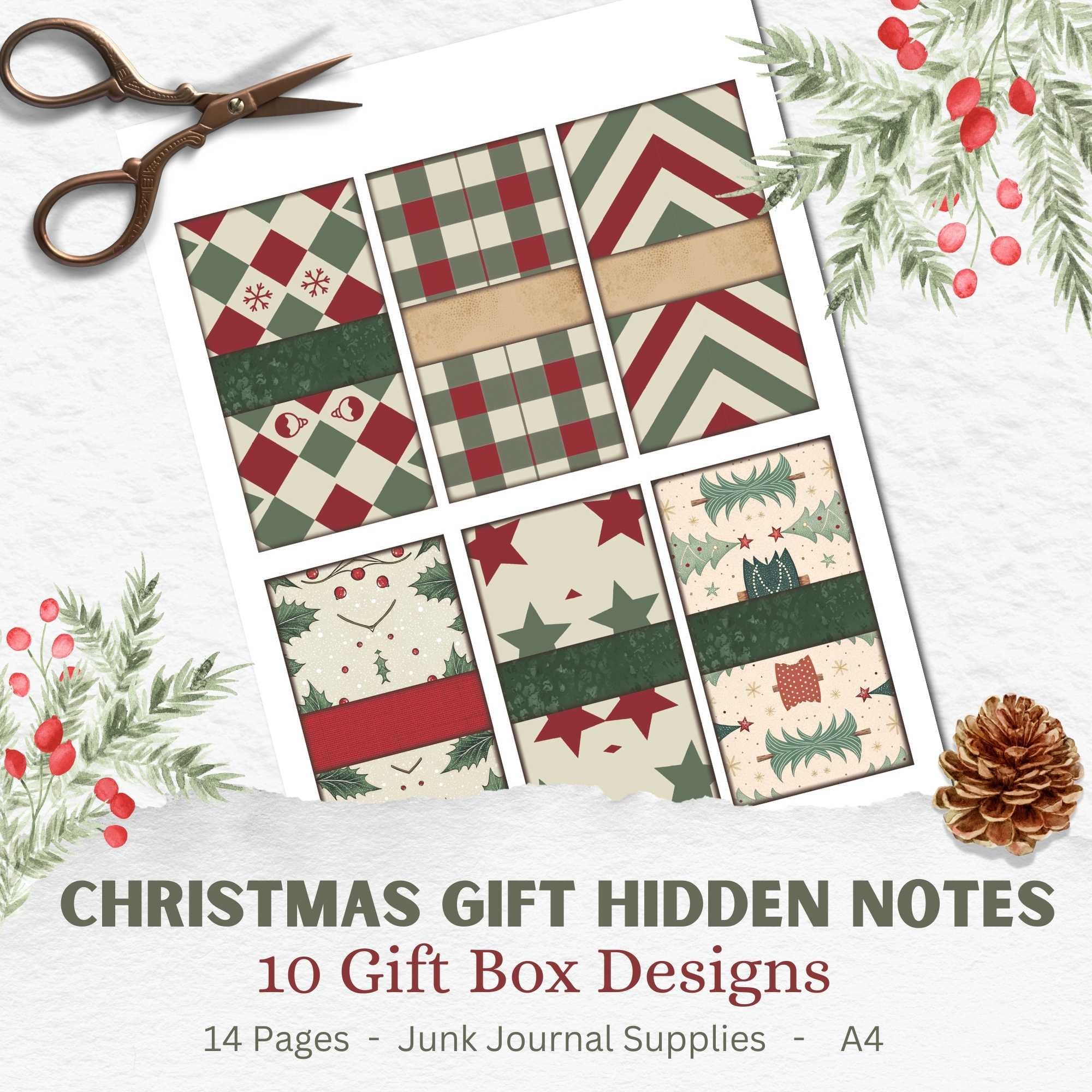 Christmas Gift Box Hidden Notes, Junk Journal Kit, Mini Project, DIY ...