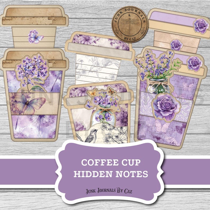 Junk Journal Coffee Cup Tags: Shabby Chic Ephemera (digital Download ...