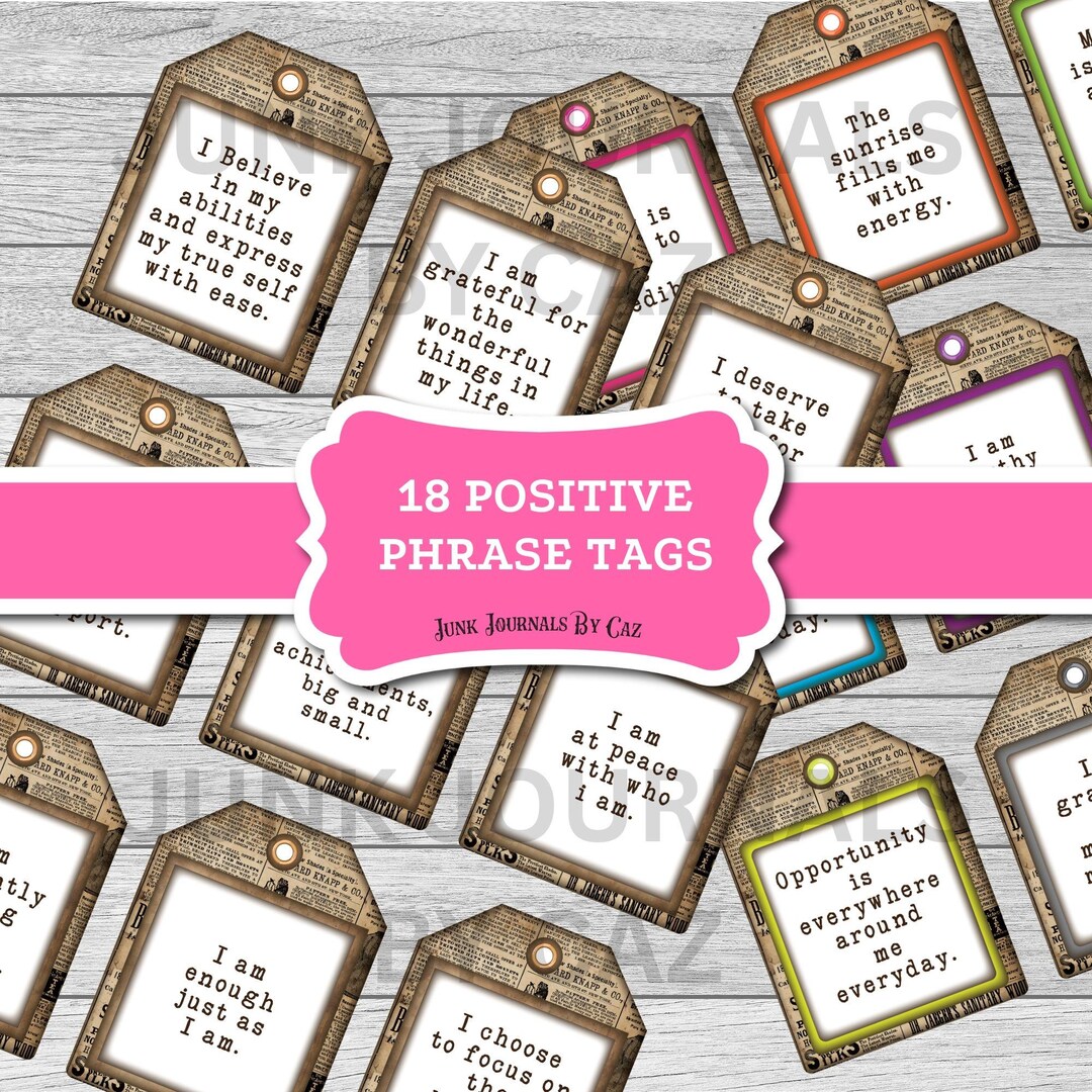 Positive Junk Journal Words, Printable Inspirational Phrases, Digital ...