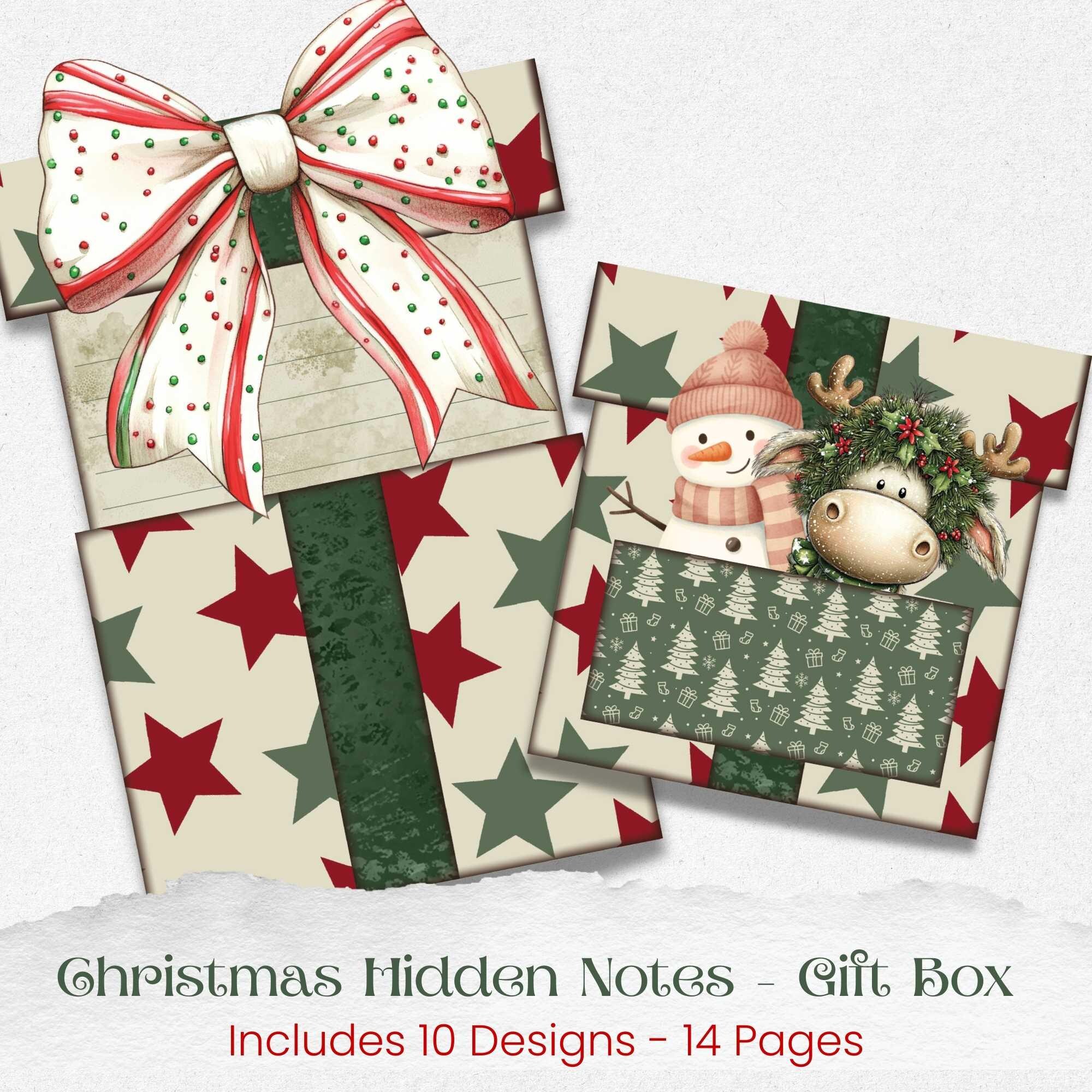 Christmas Gift Box Hidden Notes, Junk Journal Kit, Mini Project, DIY ...