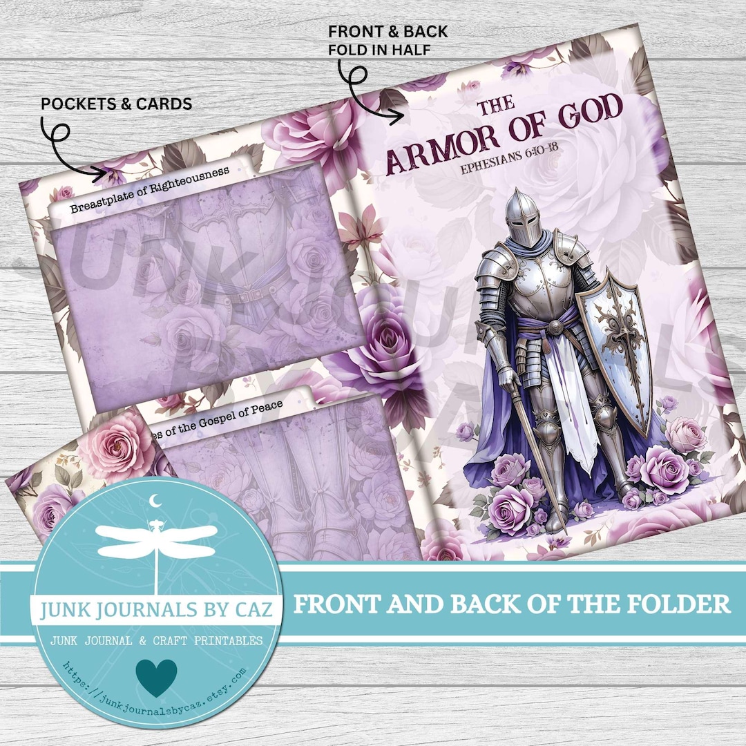 Junk Journal Armor of God Folder and Cards, Scripture Folder, Printable ...