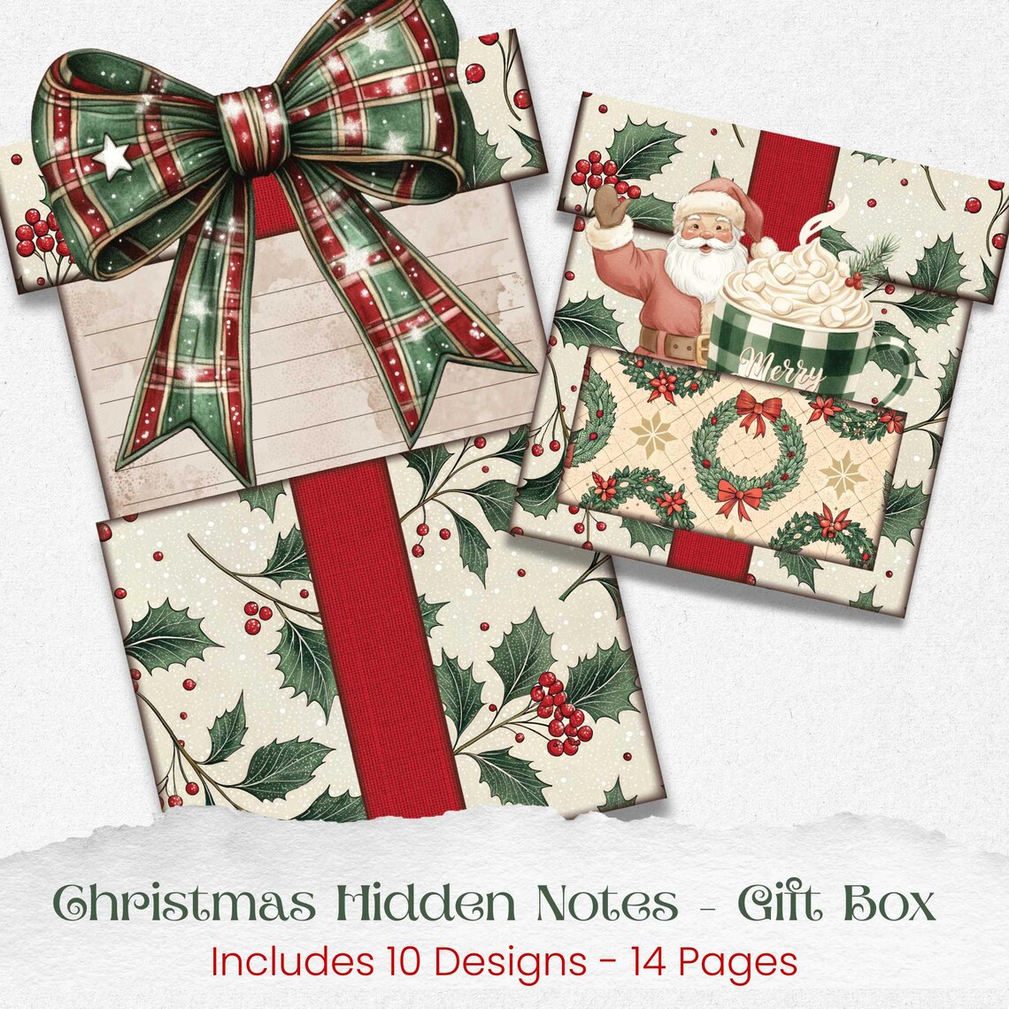 Christmas Gift Box Hidden Notes, Junk Journal Kit, Mini Project, DIY ...