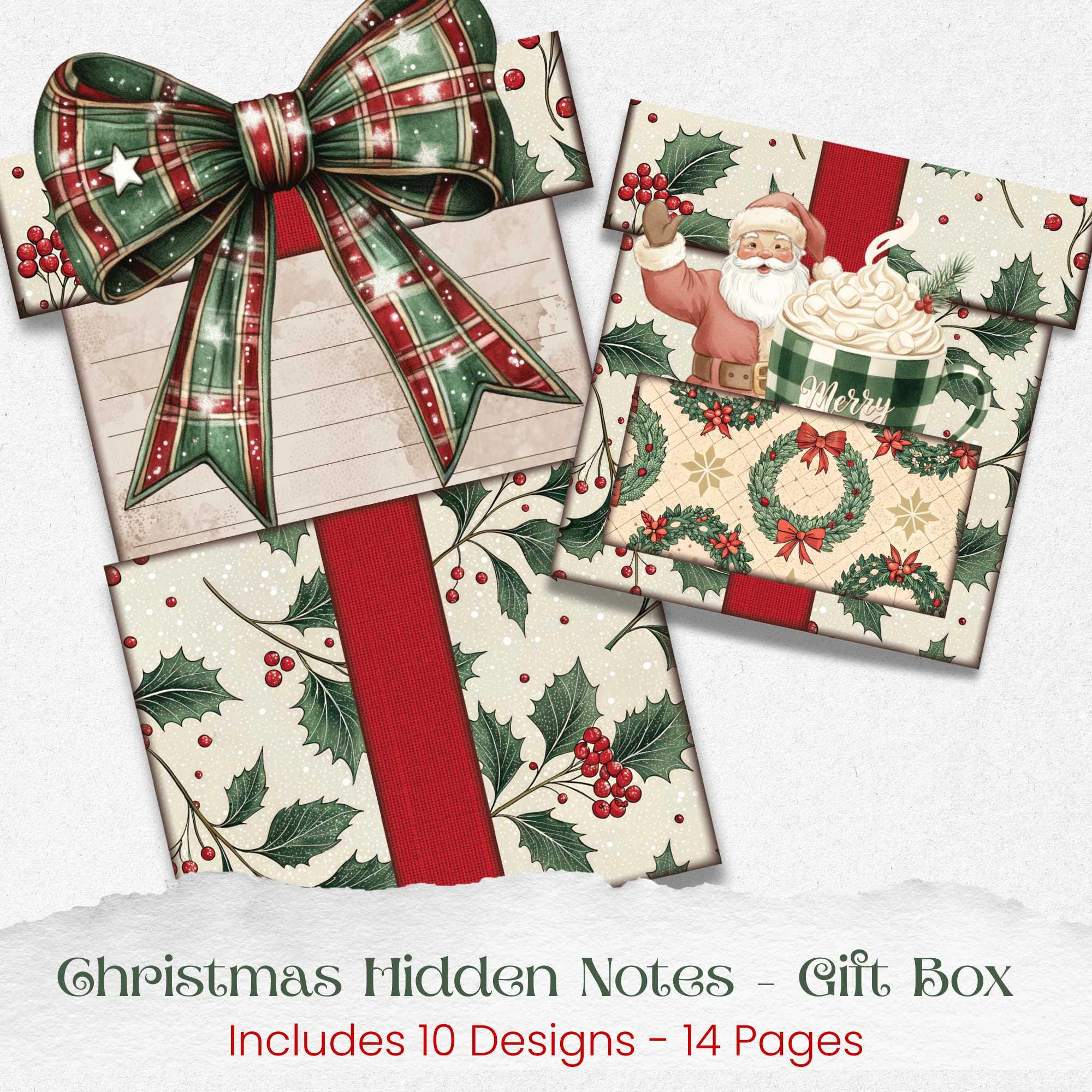 Christmas Gift Box Hidden Notes, Junk Journal Kit, Mini Project, DIY ...