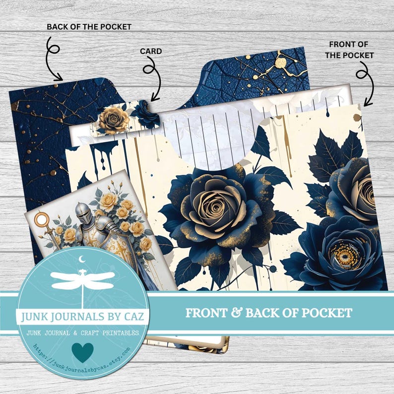 Junk Journal Armor of God Folder and Cards Navy Blue, Scripture Folder ...