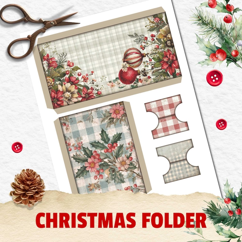 Christmas Junk Journal: Layered Folder With Pockets (digital Download ...