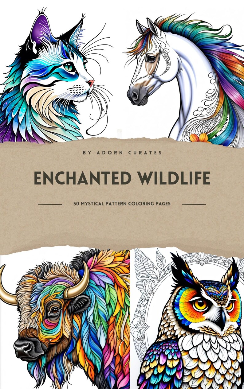 Enchanted Wildlife: 50 Mystical Pattern Coloring Pages - Etsy