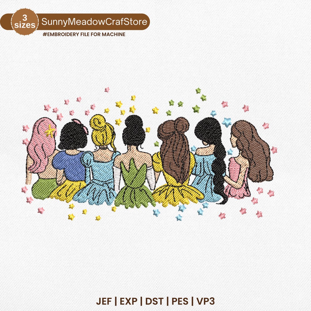 Princess Disney Embroidery Design, Vintage Disney Princess Embroidery ...