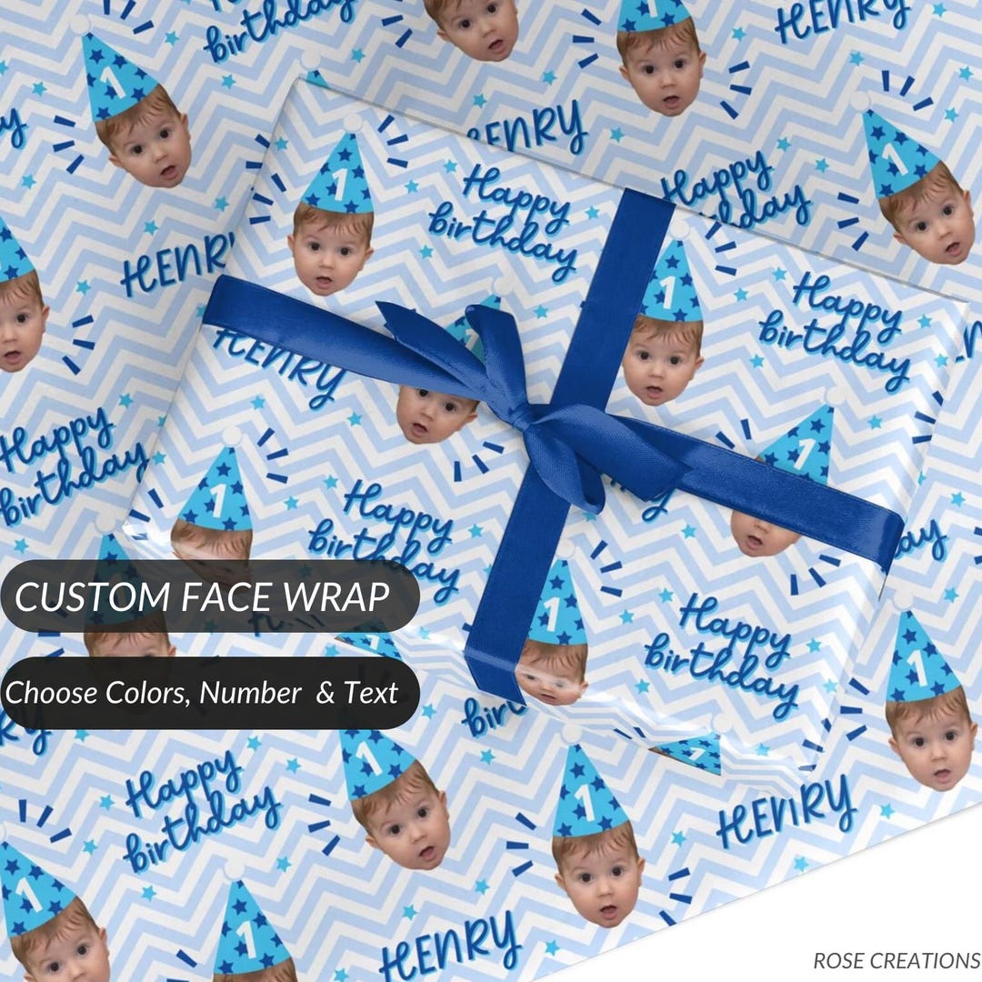 Happy Birthday Personalized Face Wrapping Paper Custom Face Gift Wrap ...