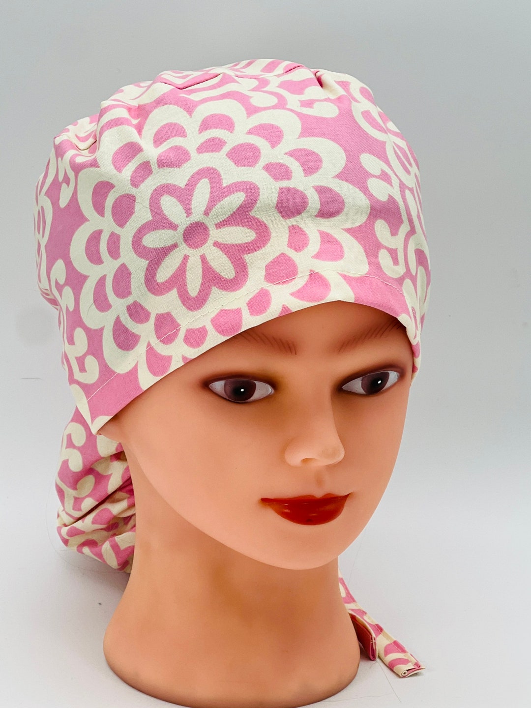 Pink Wallflower Scrub Cap, Ponytail Scrub Cap, Euro Surgical Cap, Four ...