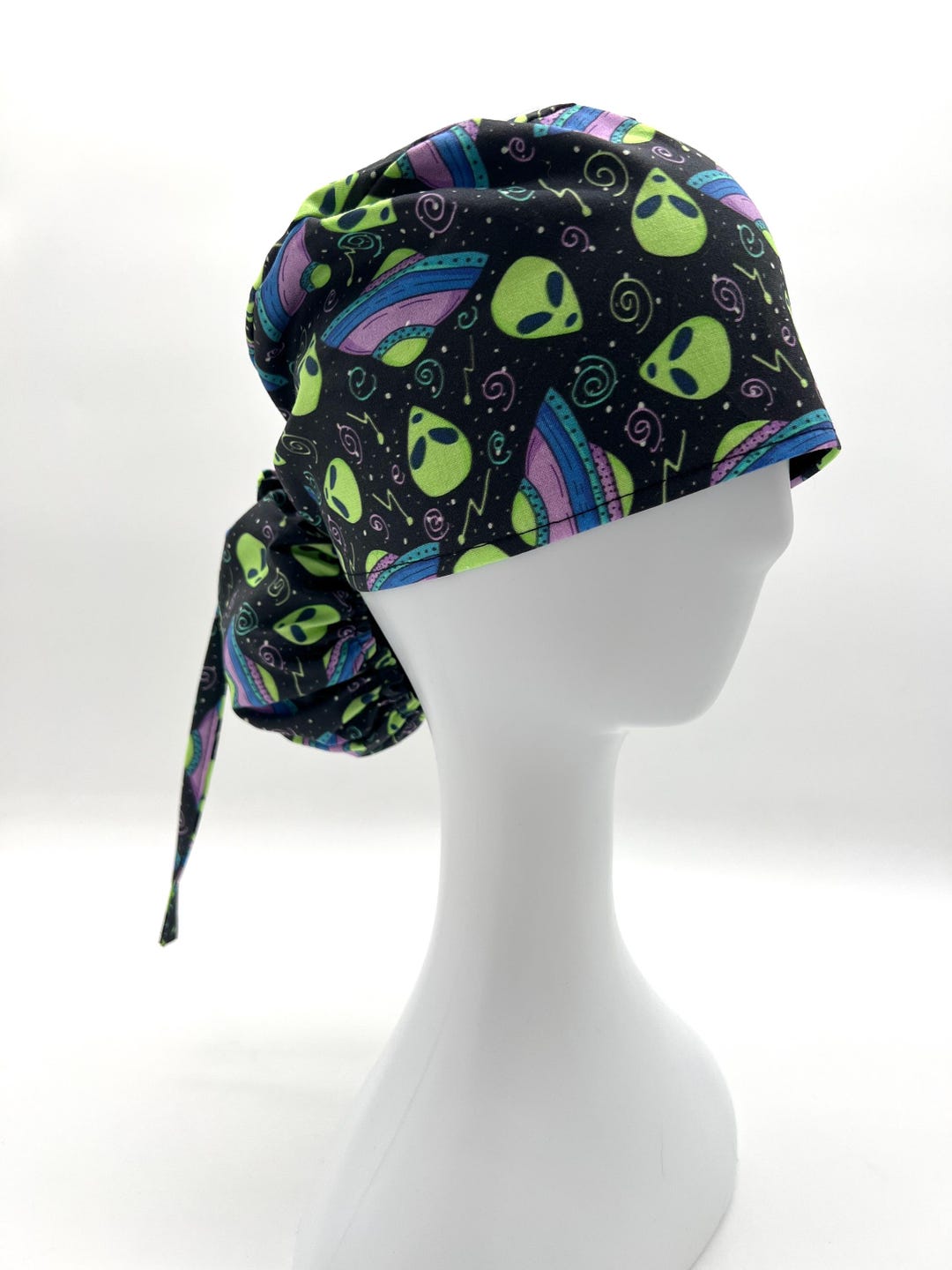 UFO Sighting Alien Spaceship Scrub Cap, Ponytail Surgical Scrub Cap ...